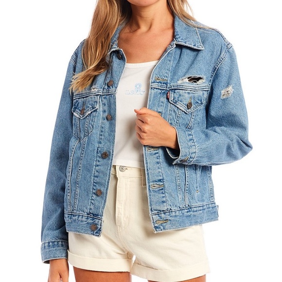 Levi's | Jackets & Coats | Levislevis Distressed Exboyfriend Denim ...